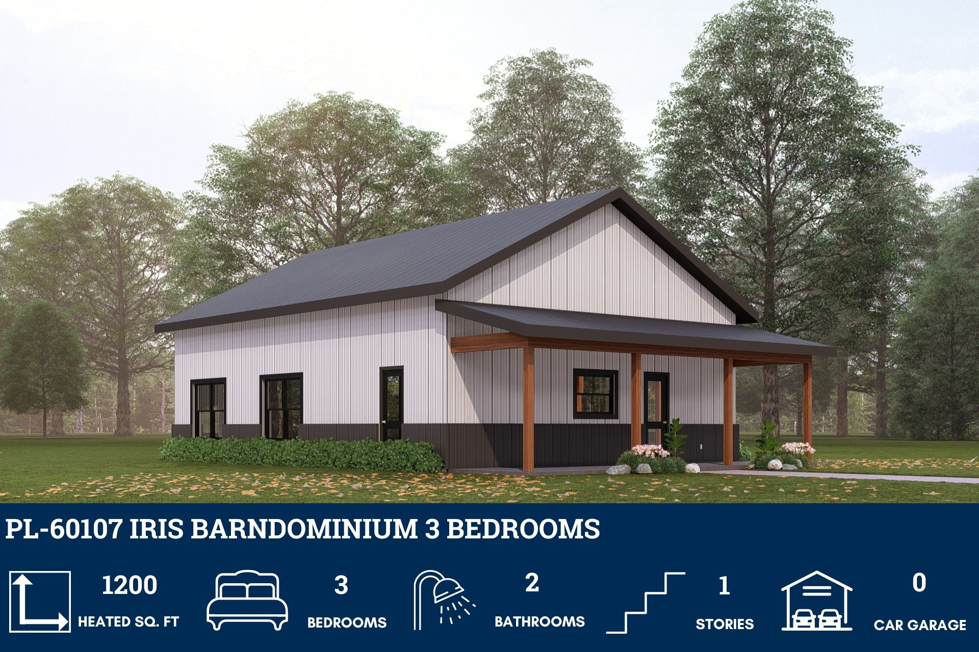 PL-60107 Iris Barndominium House Plan – Barndominium Plans