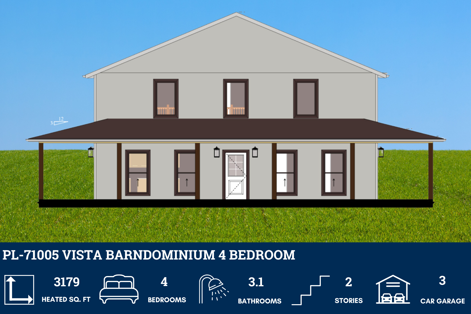PL-71005 Vista Barndominium House Plan – Barndominium Plans