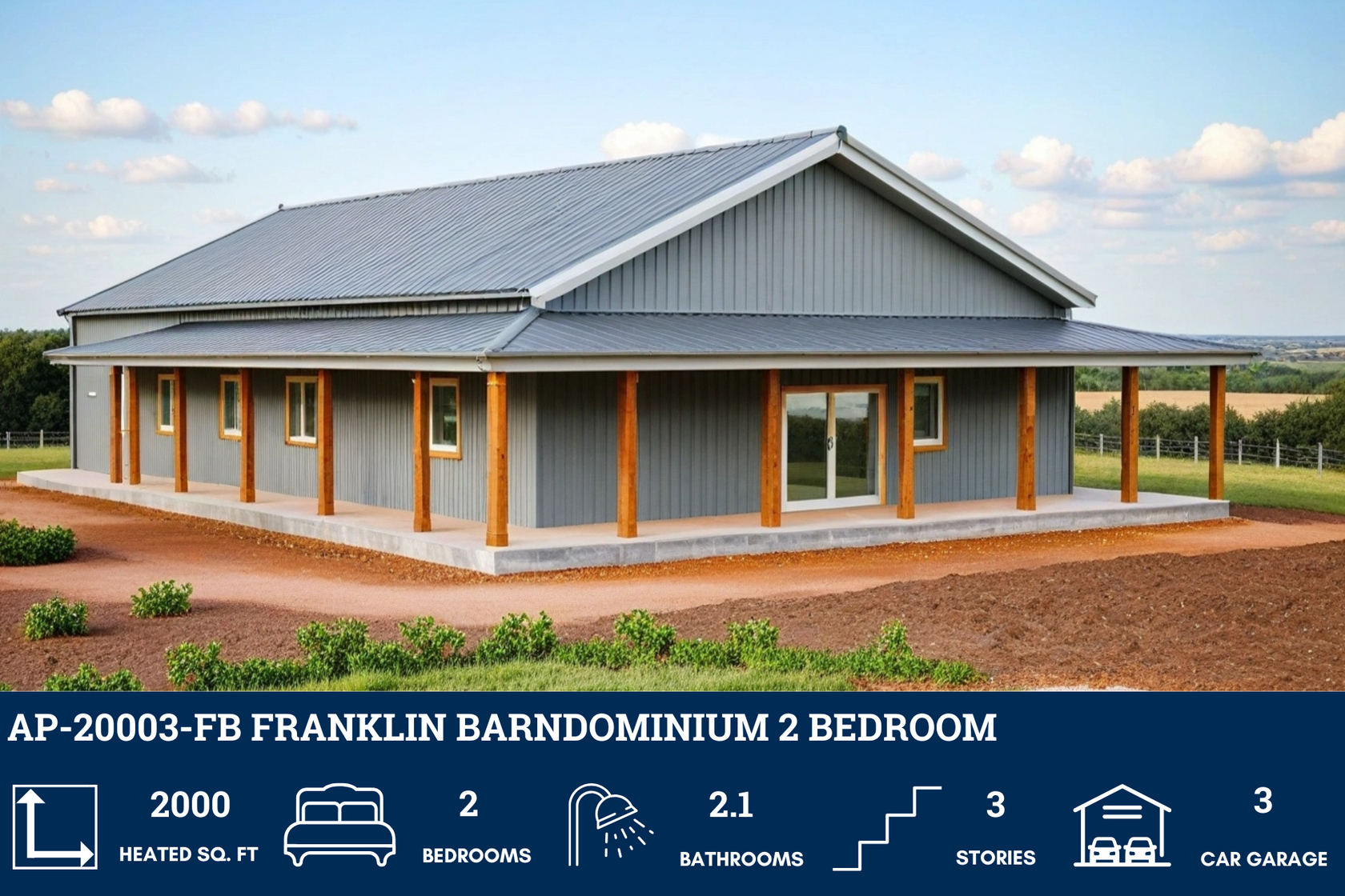 AP-20003-FB Franklin Barndominium House Plan – Barndominium Plans