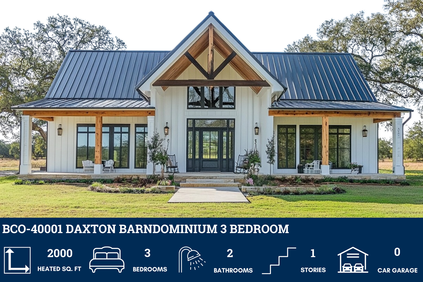 BCO-40001 Daxton Barndominium House Plan – Barndominium Plans