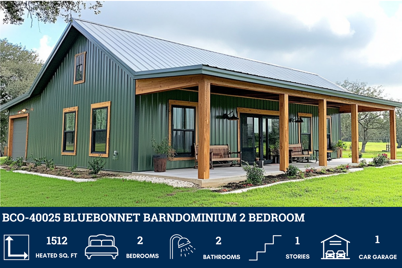 BCO-40025 Bluebonnet Barndominium House Plan – Barndominium Plans