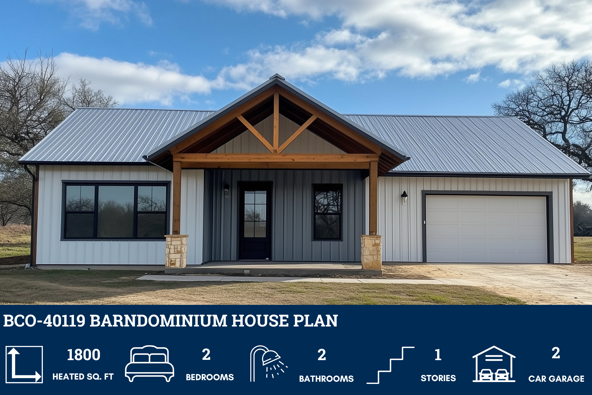 BCO-40119 Barndominium House Plan – Barndominium Plans