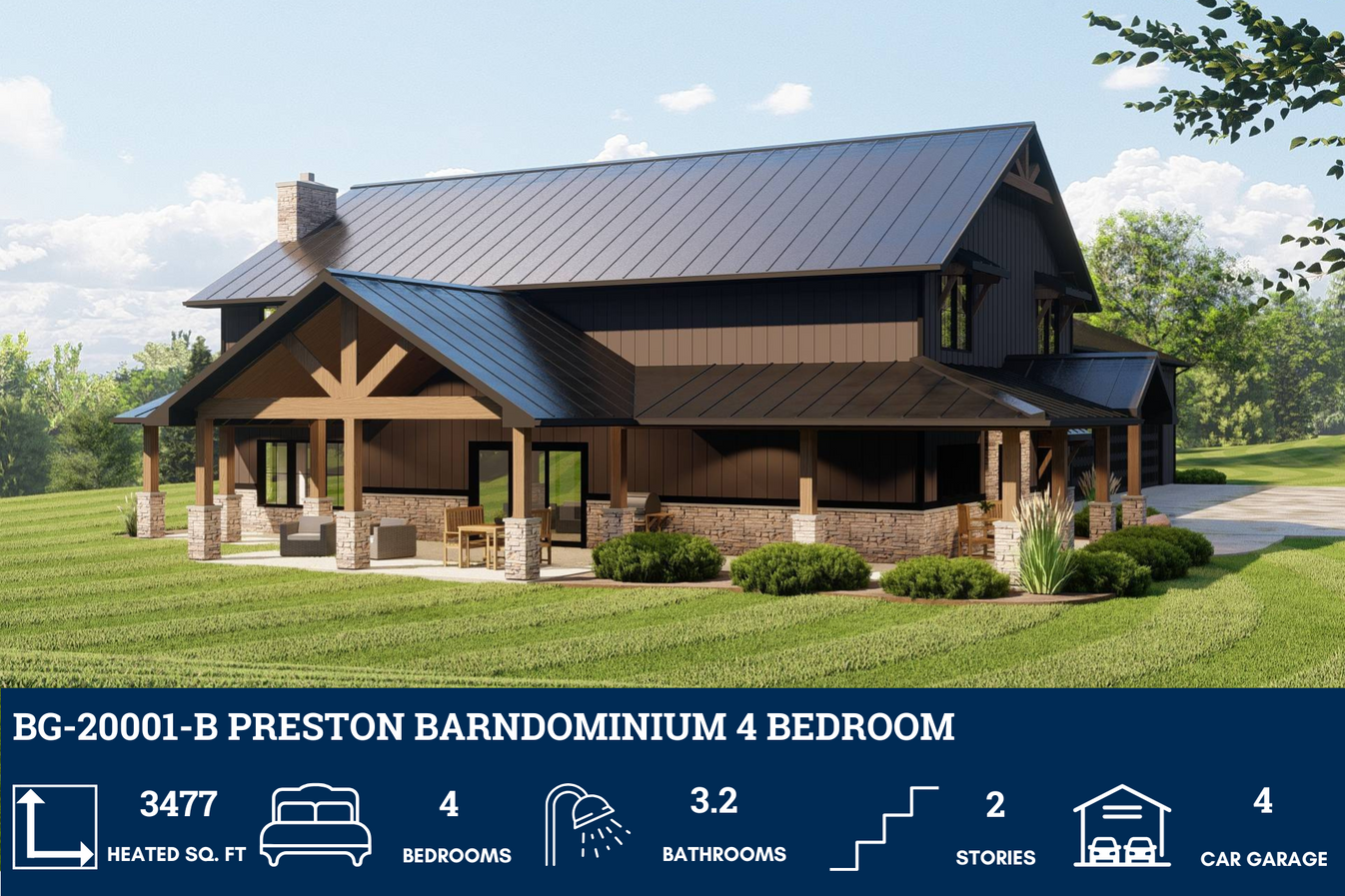 BG-20001-B Preston Barndominium House Plan – Barndominium Plans