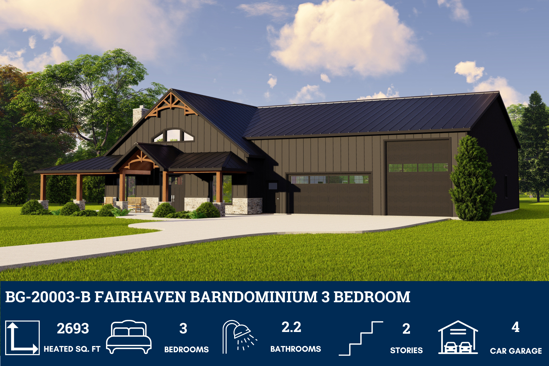 BG-20003-B Fairhaven Barndominium House Plan – Barndominium Plans