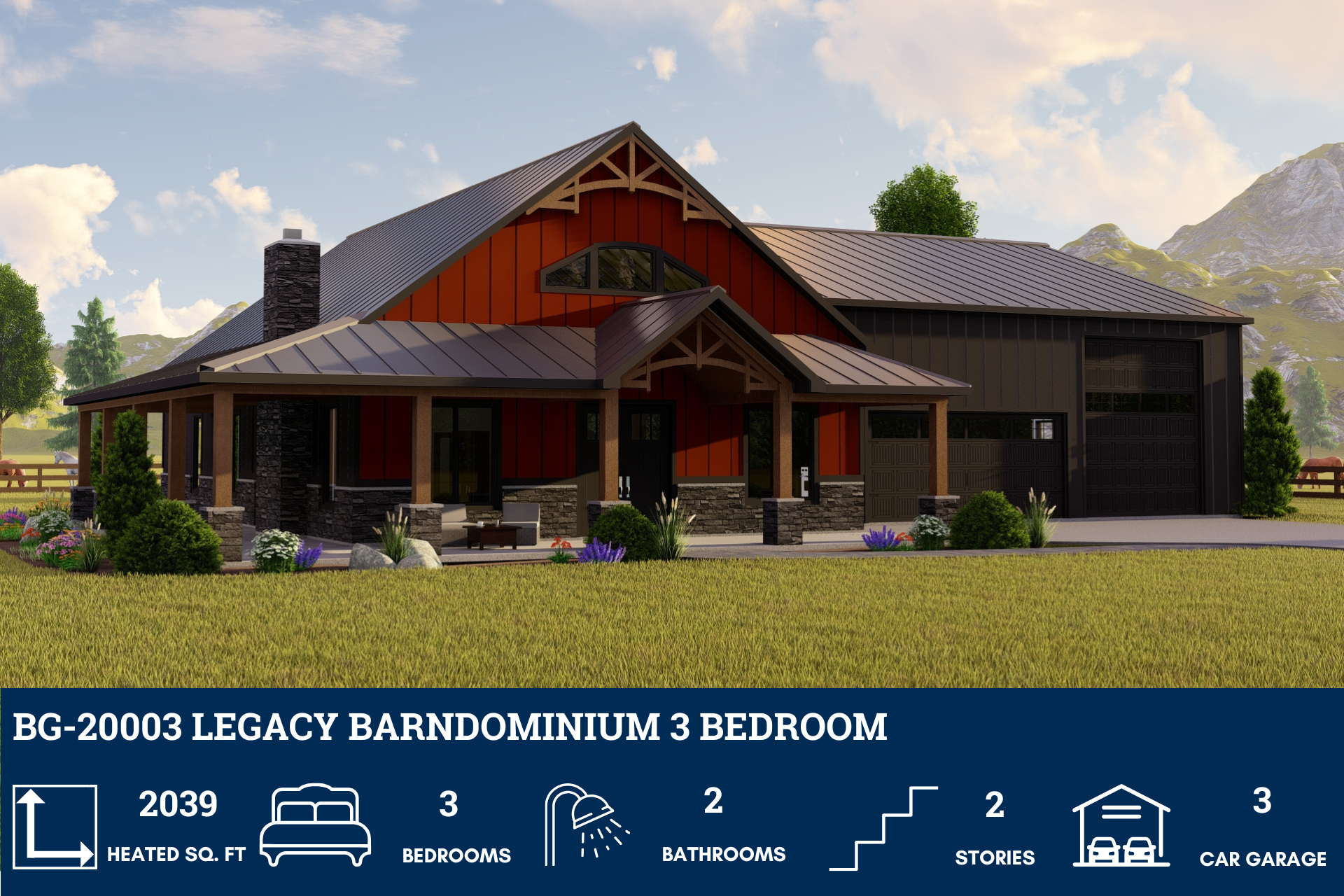 BG-20003 Legacy Barndominium House Plan – Barndominium Plans
