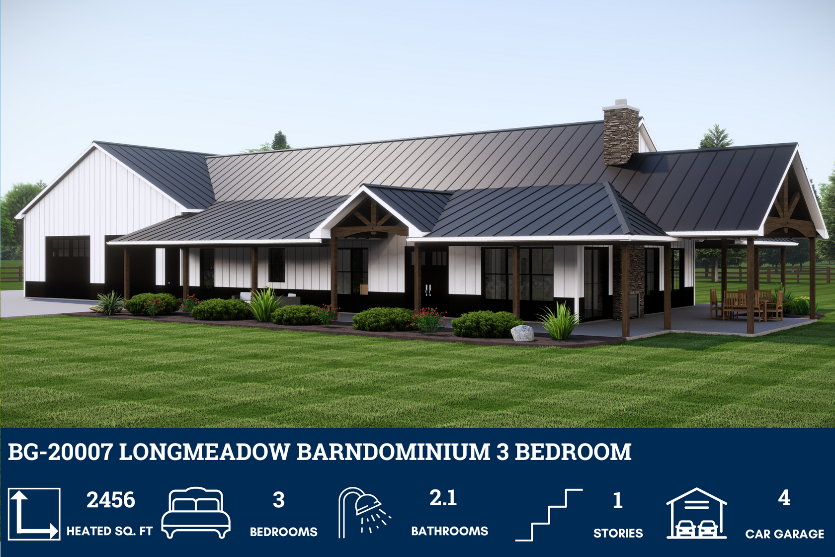 BG-20007 Longmeadow Barndominium House Plan – Barndominium Plans