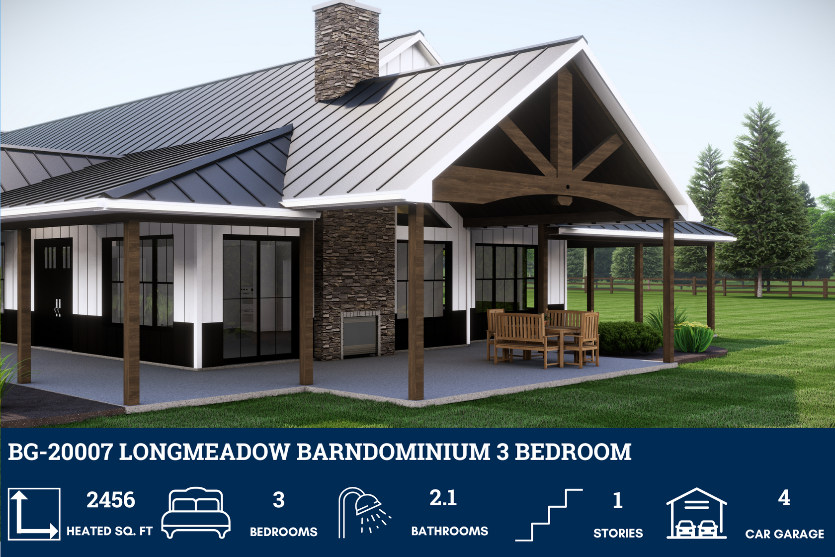 BG-20007 Longmeadow Barndominium House Plan – Barndominium Plans