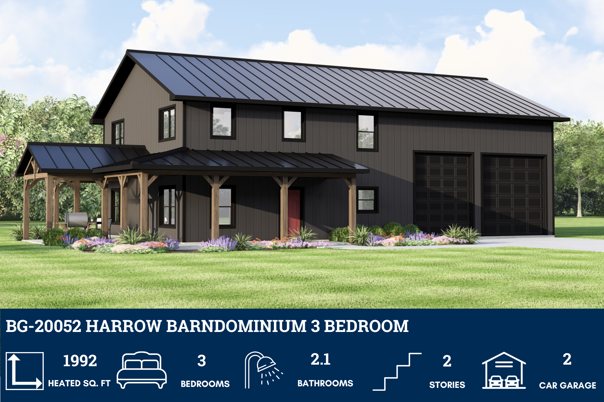 BG-20052 Harrow Barndominium House Plan – Barndominium Plans