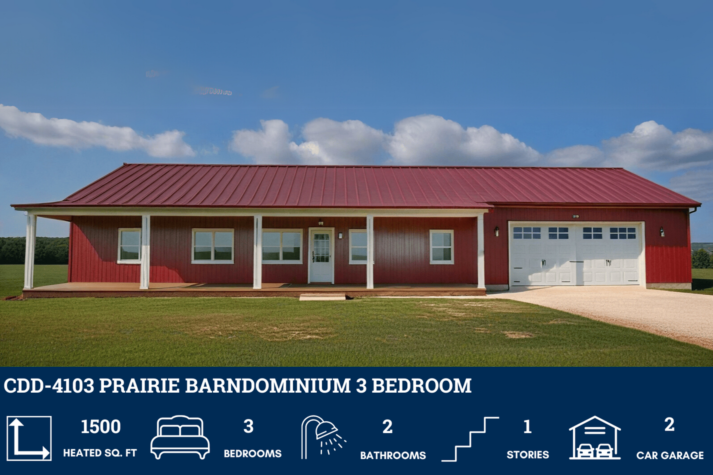 CDD-4103 Prairie Barndominium House Plan – Barndominium Plans