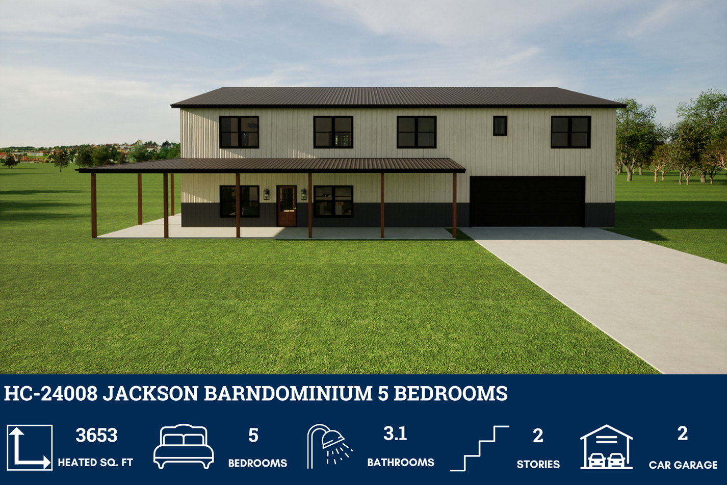 HC-24008 Jackson Barndominium House Plan – Barndominium Plans