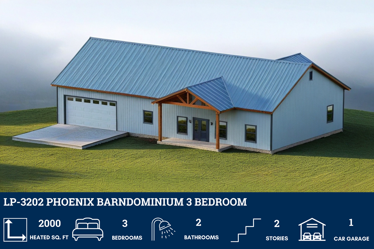 LP-3202 Phoenix Barndominium House Plan – Barndominium Plans