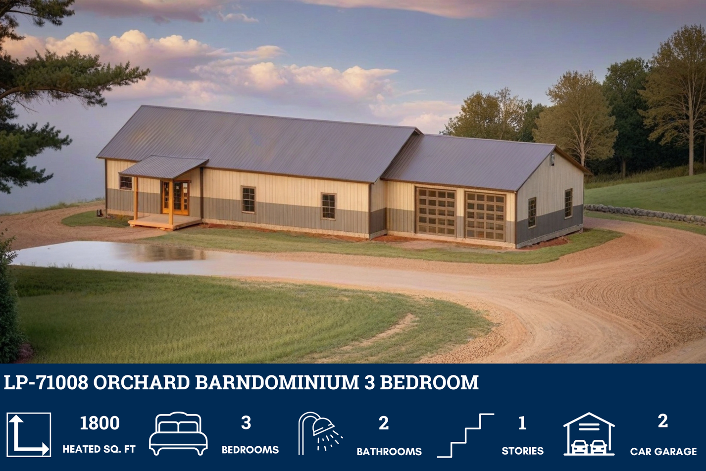 LP-71008 Orchard Barndominium House Plan – Barndominium Plans