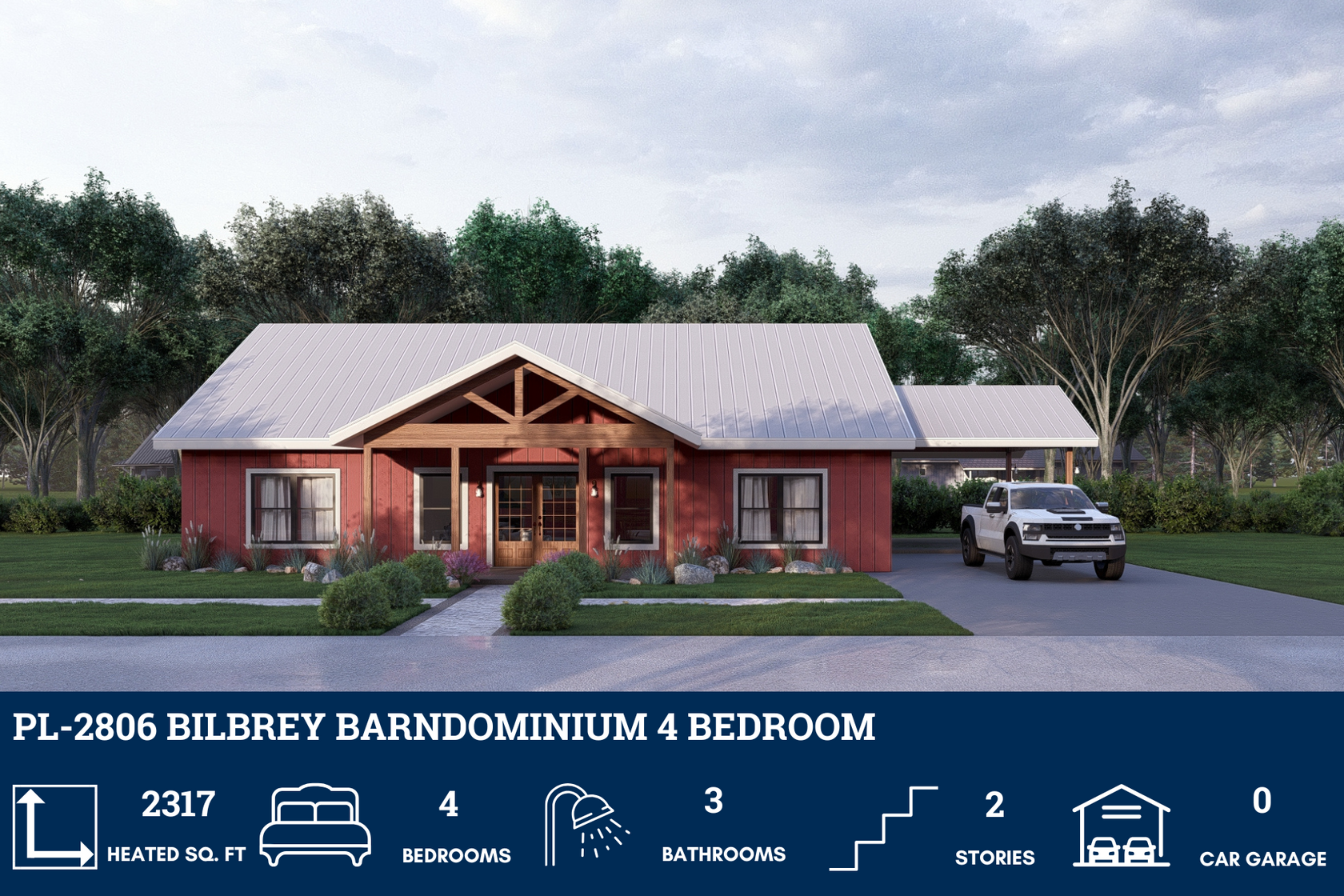 PL-2806 Bilbrey Barndominium House Plans – Barndominium Plans