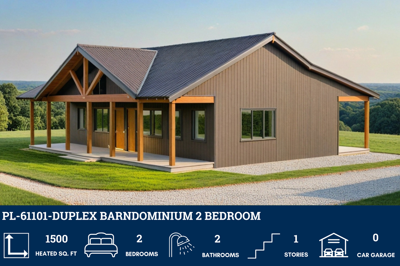 PL-61101-Duplex Barndominium House Plan – Barndominium Plans