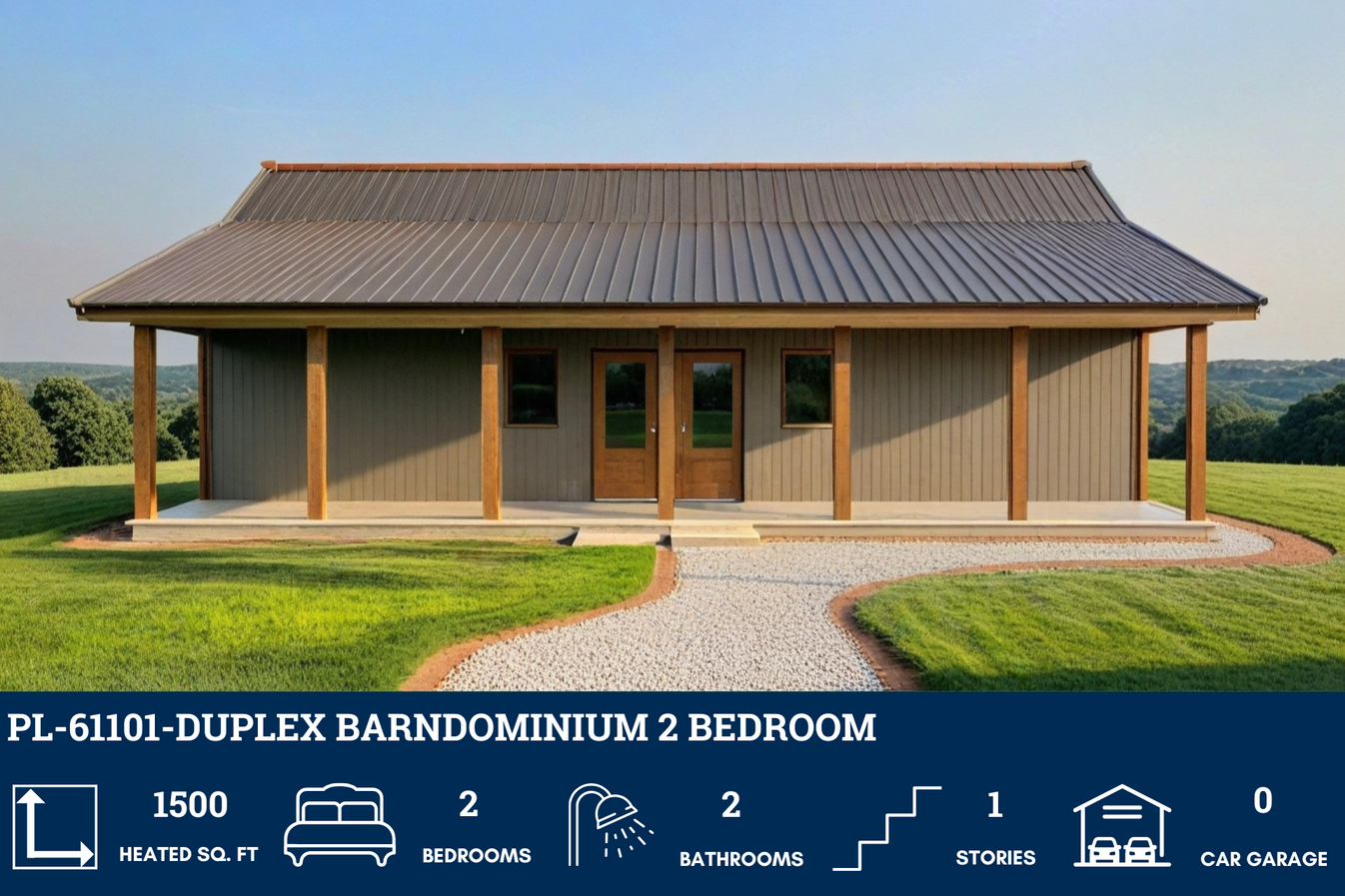 PL-61101-Duplex Barndominium House Plan – Barndominium Plans