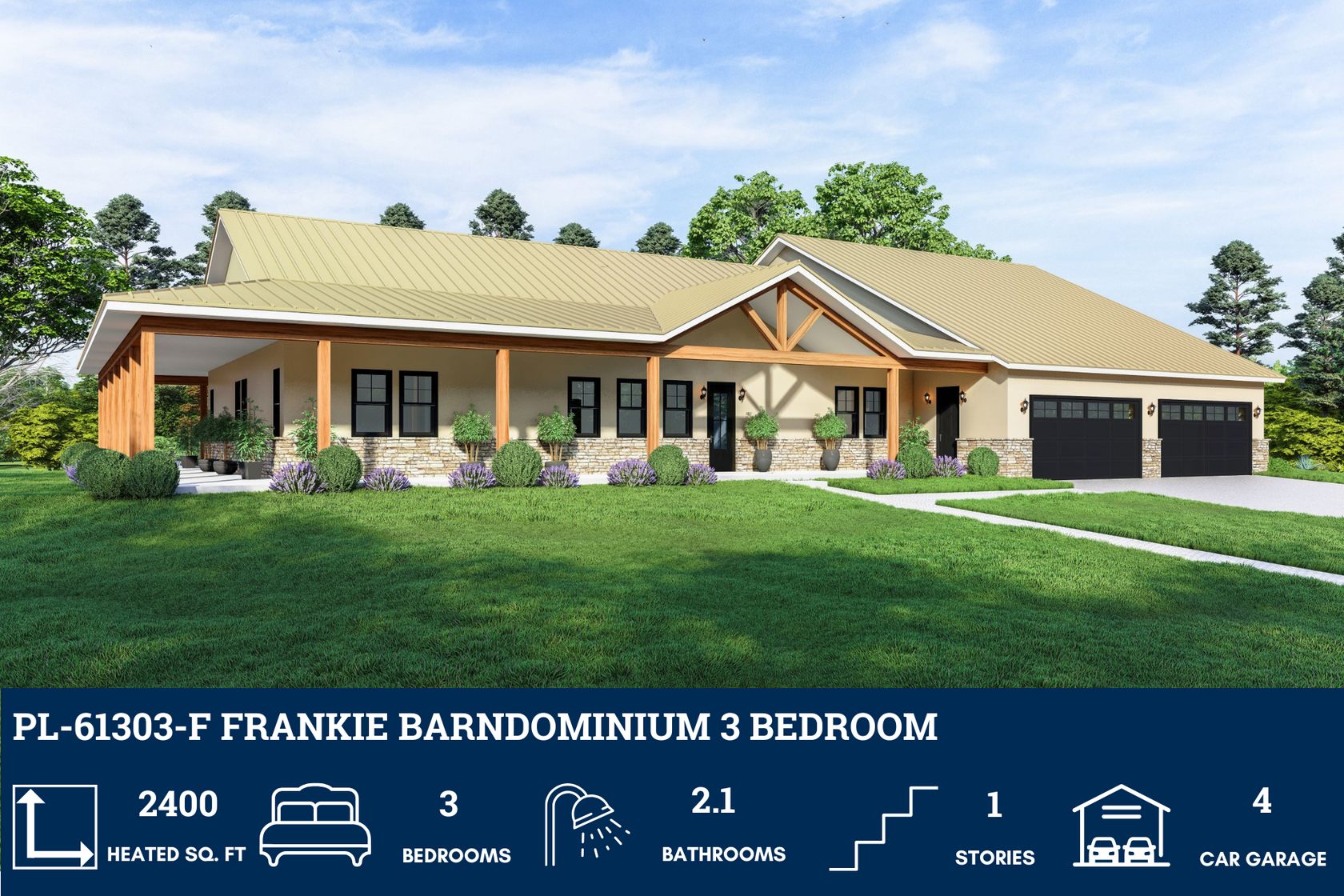PL-61303-F Frankie Barndominium House Plan – Barndominium Plans