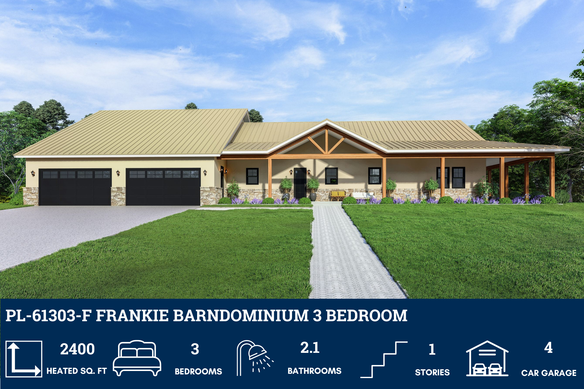 PL-61303-F Frankie Barndominium House Plan – Barndominium Plans