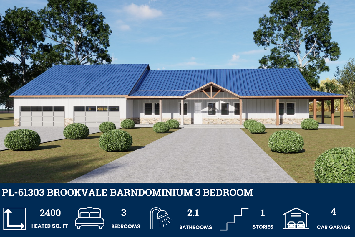 PL-61303 Brookvale Barndominium House Plan – Barndominium Plans