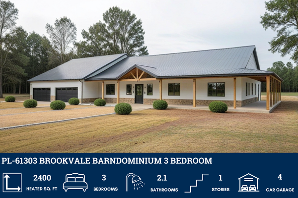 PL-61303 Brookvale Barndominium House Plan – Barndominium Plans