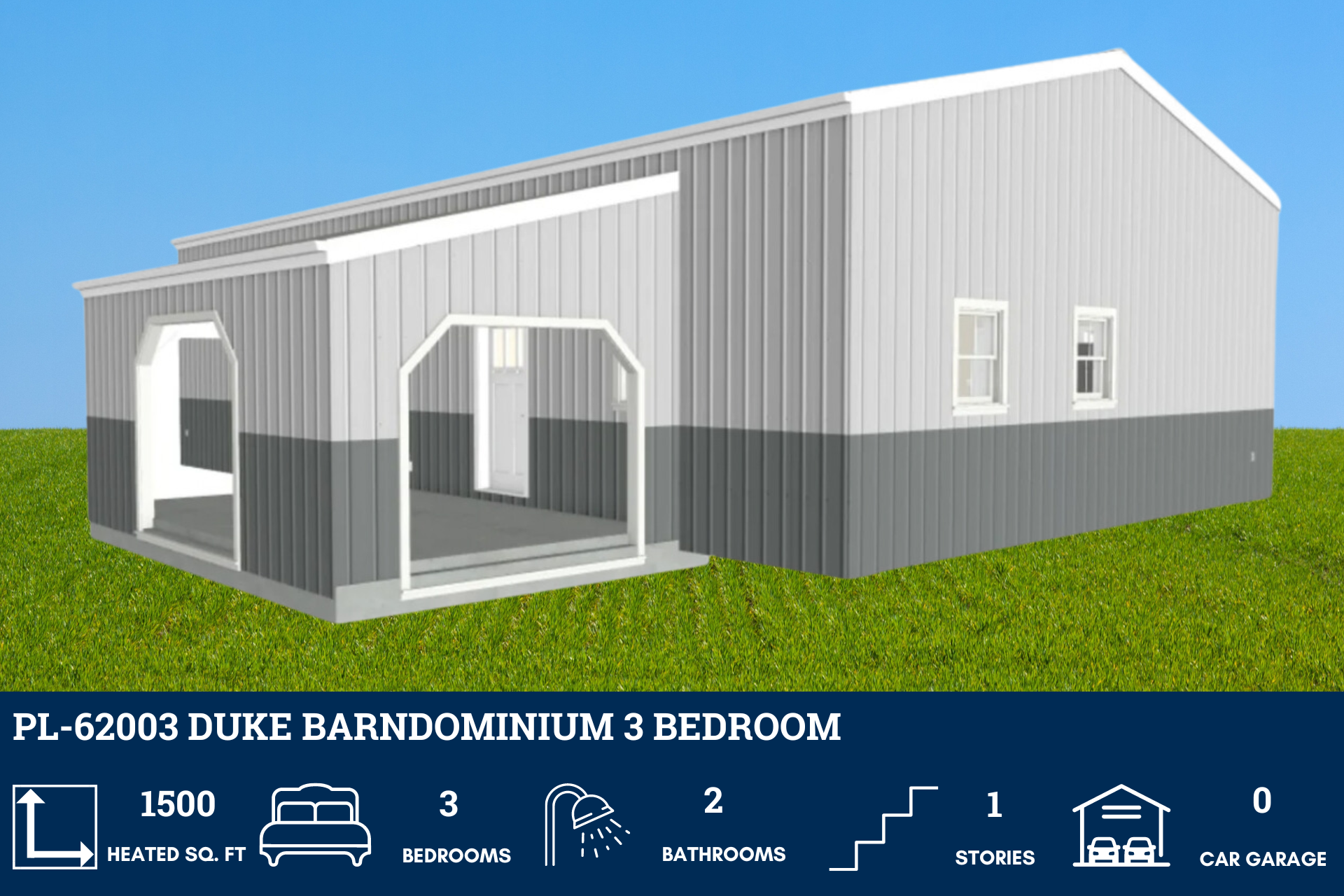 PL-62003 Duke Barndominium House Plan – Barndominium Plans