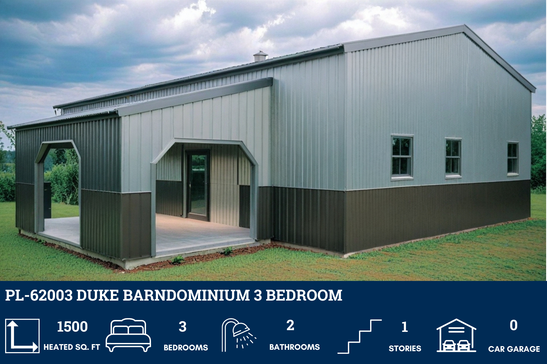 PL-62003 Duke Barndominium House Plan – Barndominium Plans