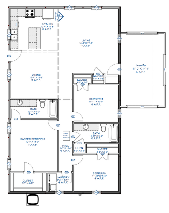 PL-62003 Duke Barndominium House Plan – Barndominium Plans
