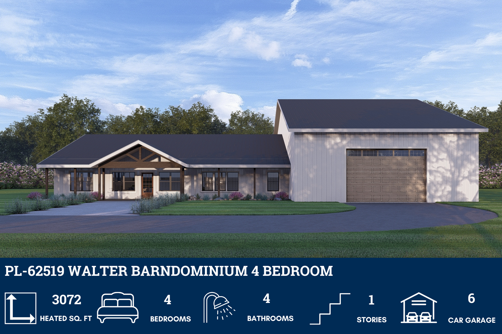 PL-62519 Walter Barndominium House Plan – Barndominium Plans