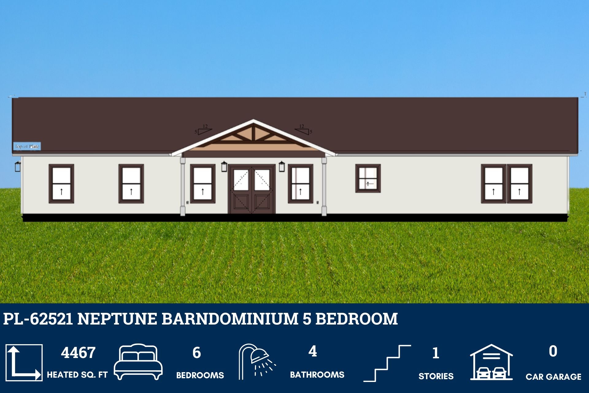PL-62521 Neptune Barndominium House Plan – Barndominium Plans