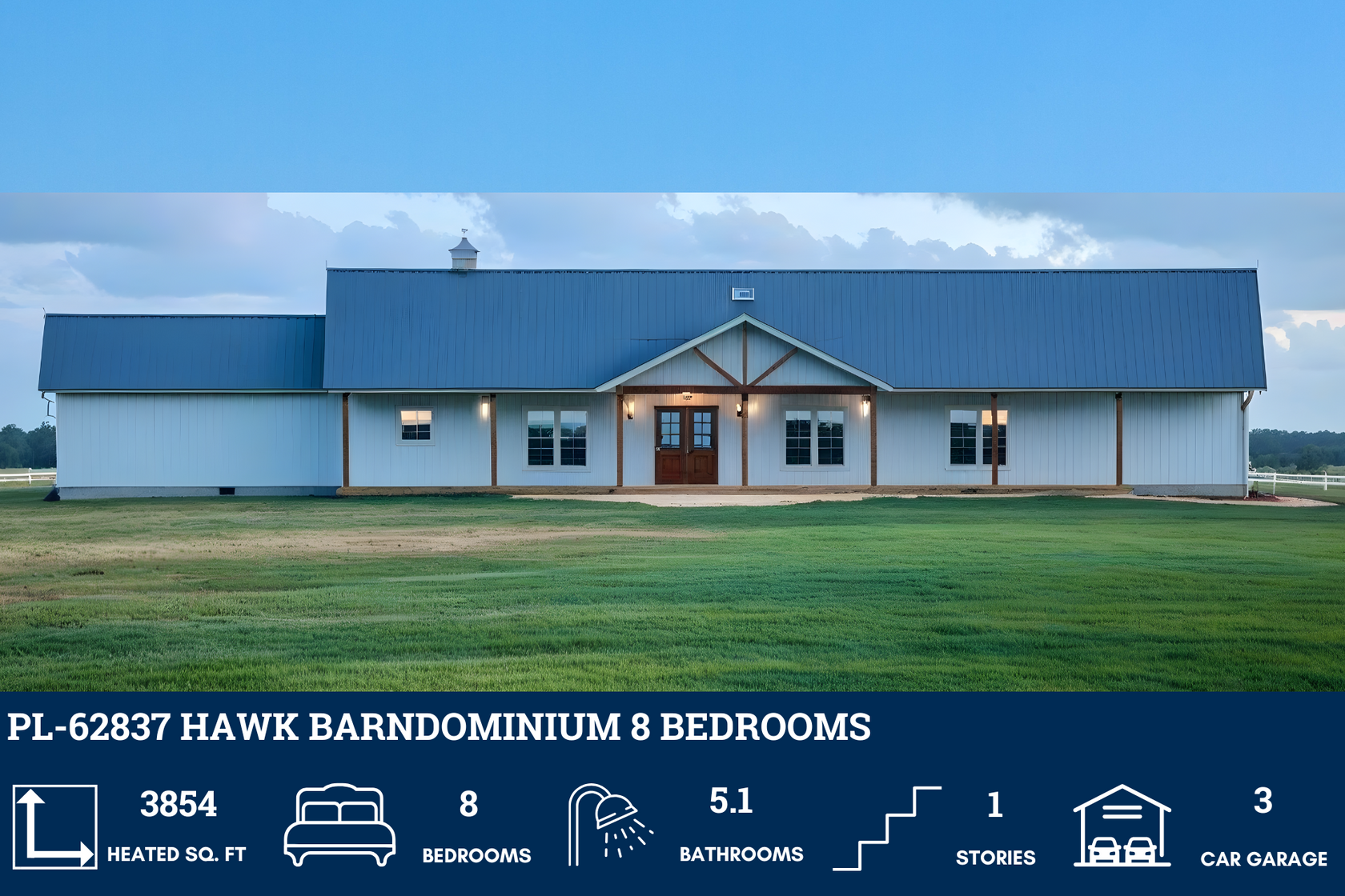 PL-62837 Hawk Barndominium House Plan – Barndominium Plans