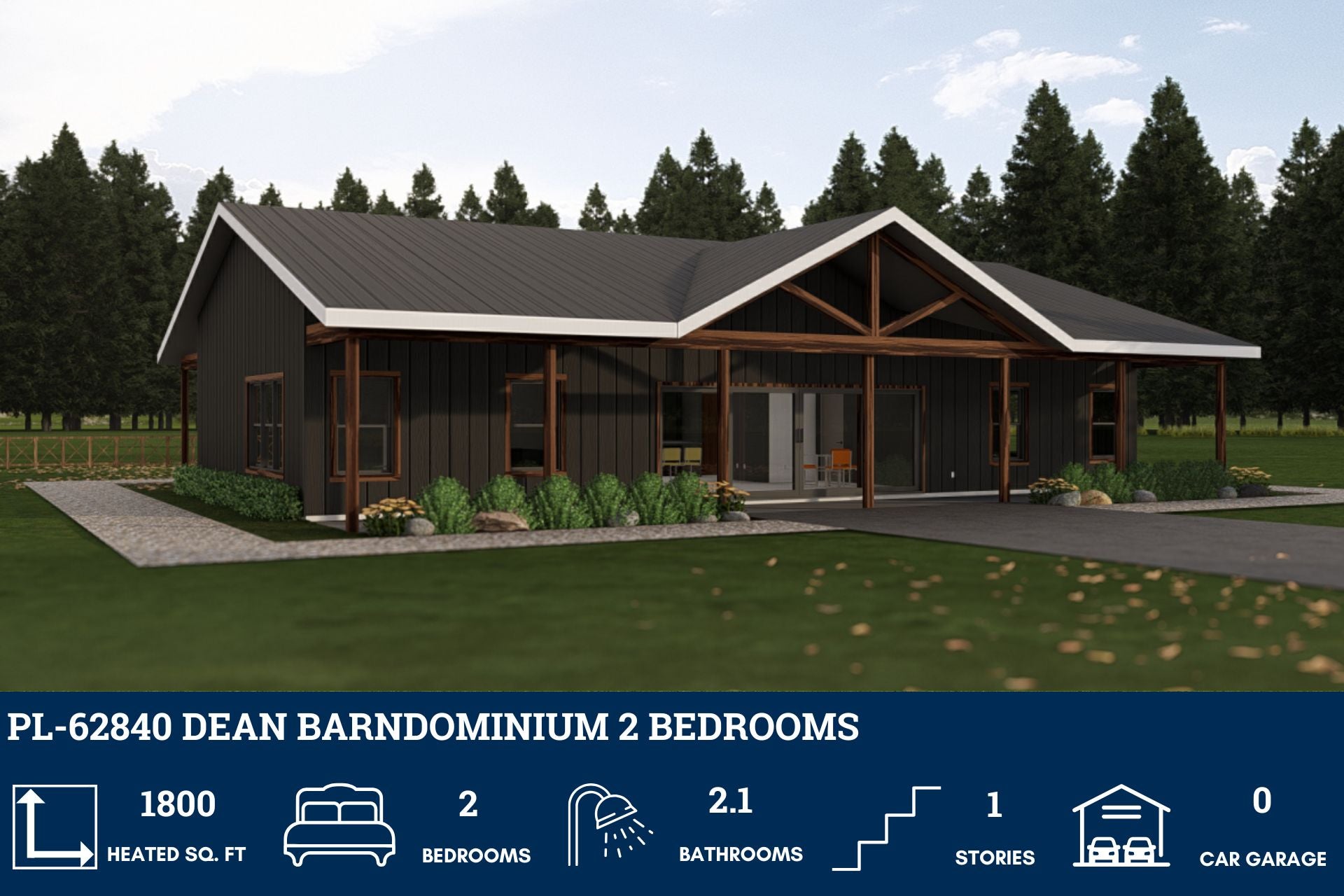PL-62840 Dean Barndominium House Plan – Barndominium Plans