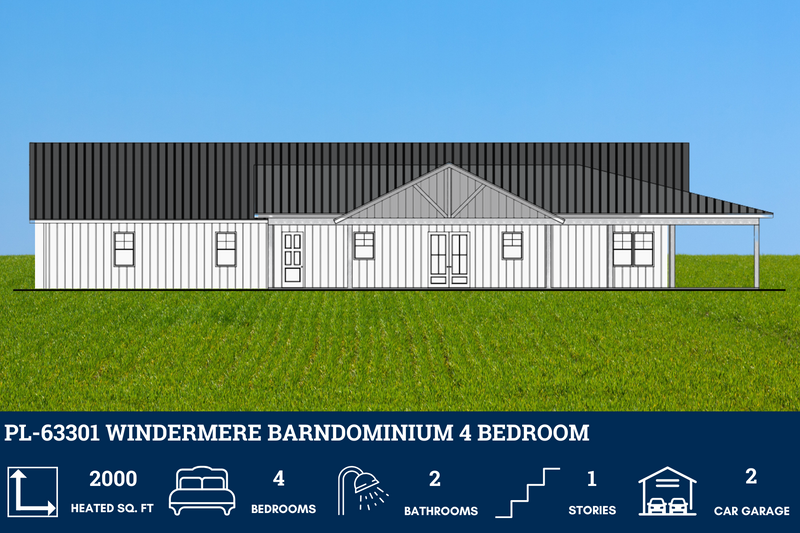 PL-63301 Windermere Barndominium House Plan – Barndominium Plans