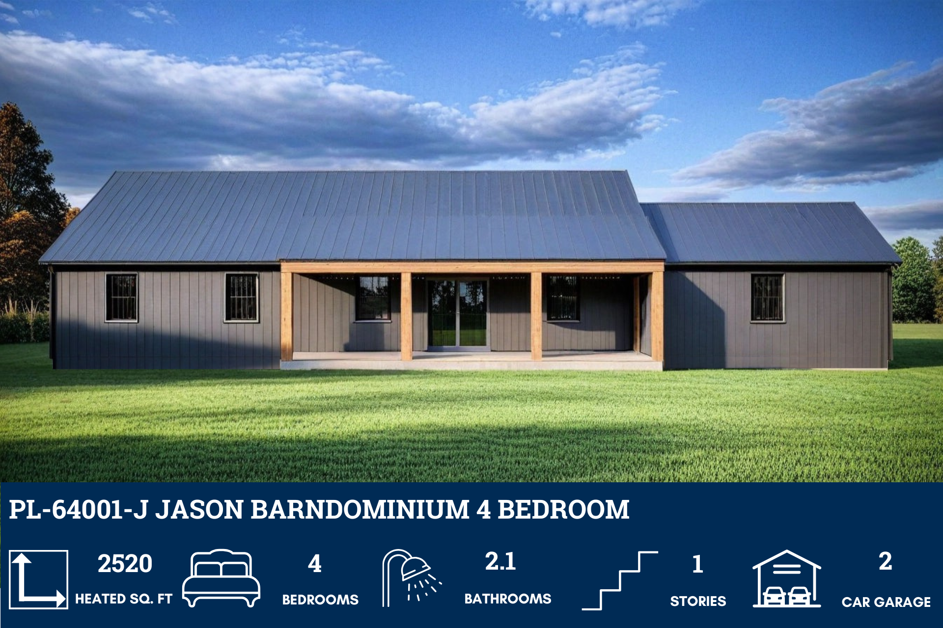 PL-64001-J Jason Barndominium House Plan – Barndominium Plans