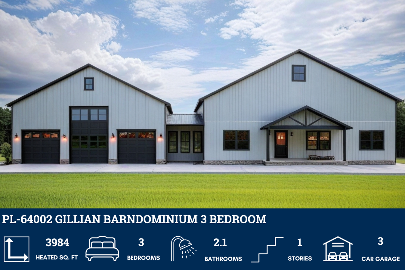 PL-64002 Gillian Barndominium House Plan – Barndominium Plans