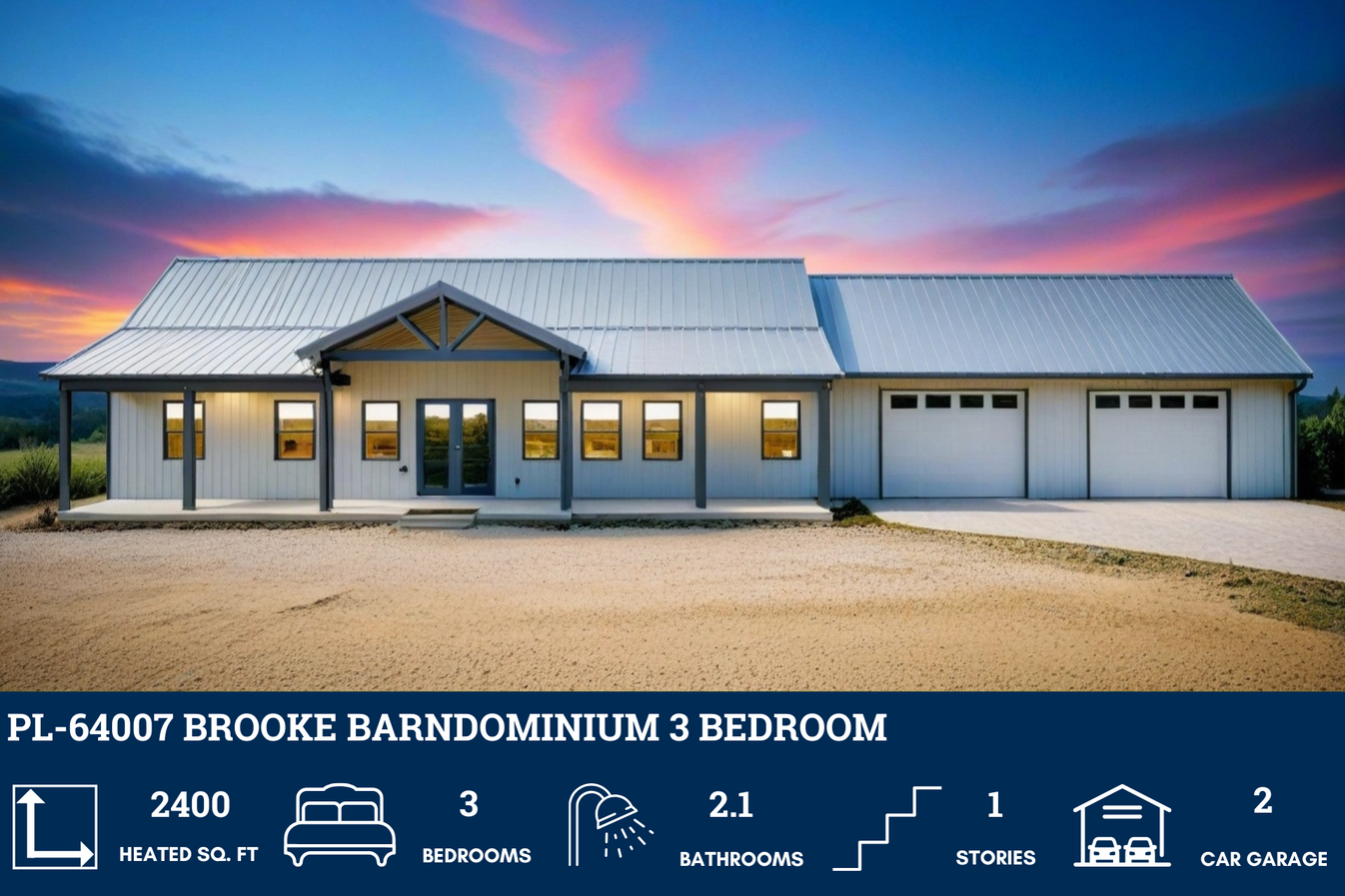 PL-64007 Brooke Barndominium House Plan – Barndominium Plans