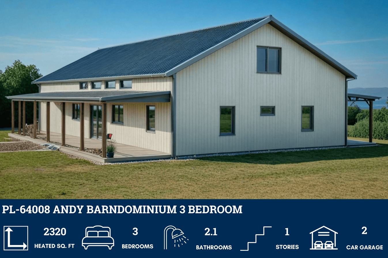 PL-64008 Andy Barndominium House Plan – Barndominium Plans