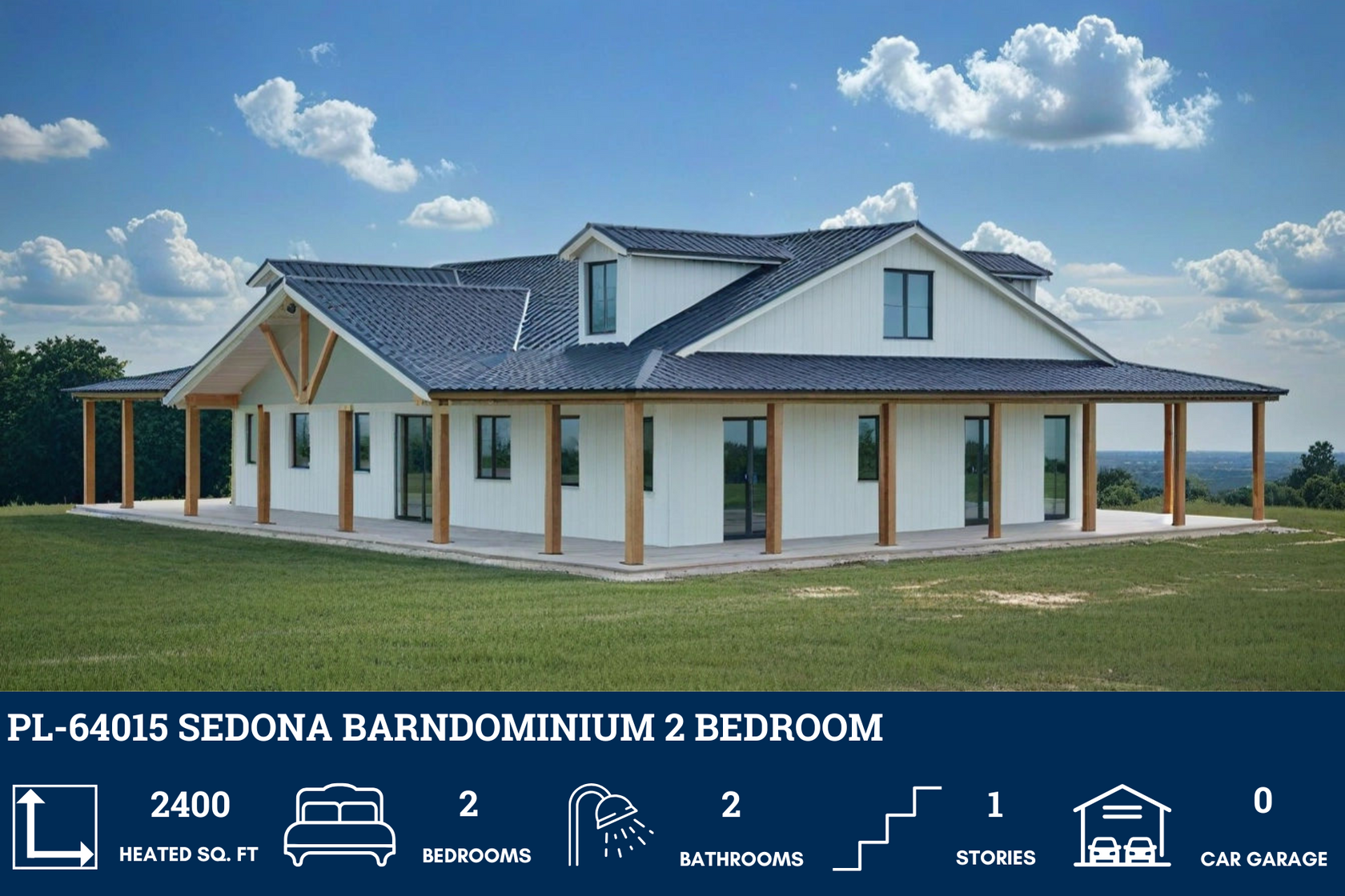 PL-64015 Sedona Barndominium House Plan – Barndominium Plans