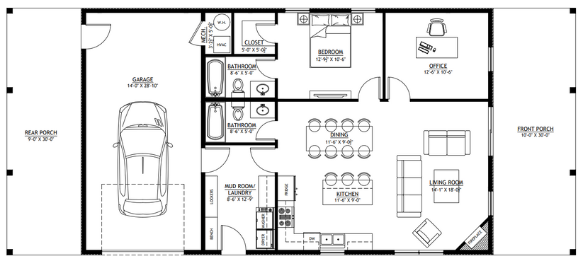 PL-64029 Adrian Barndominium House Plan – Barndominium Plans