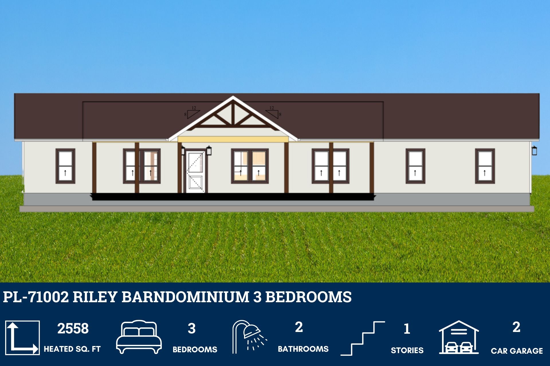 PL-71002 Riley Barndominium House Plan – Barndominium Plans