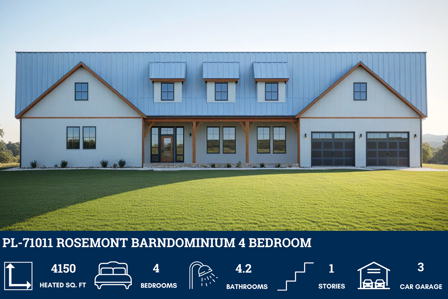 PL-71011 Rosemont Barndominium House Plans – Barndominium Plans