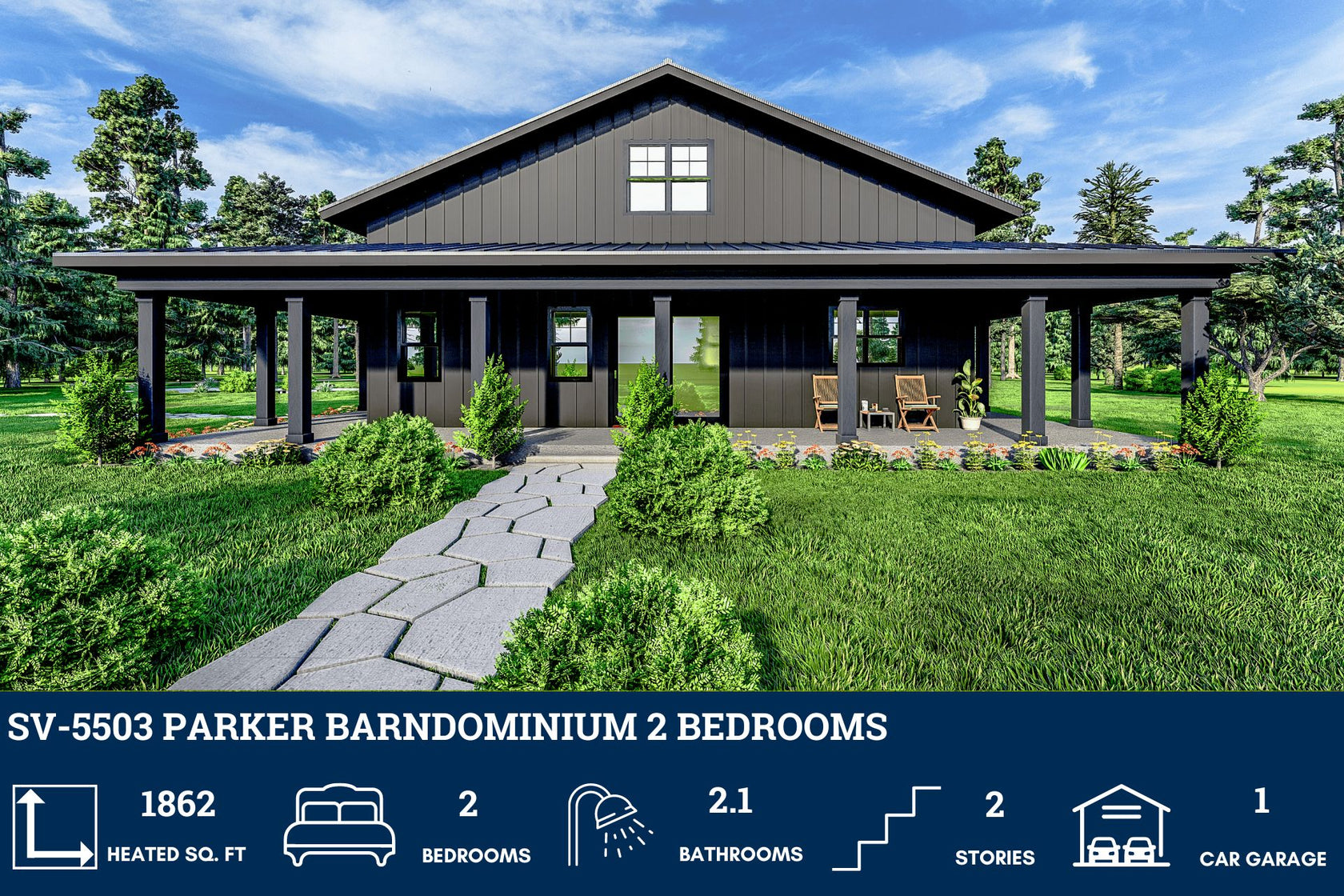 SV-5503 Parker Barndominium House Plan – Barndominium Plans