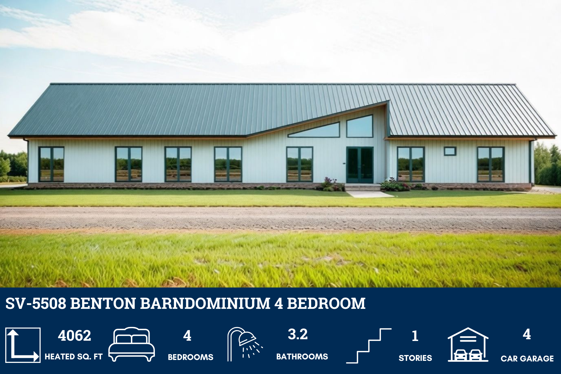 SV-5508 Benton Barndominium House Plan – Barndominium Plans
