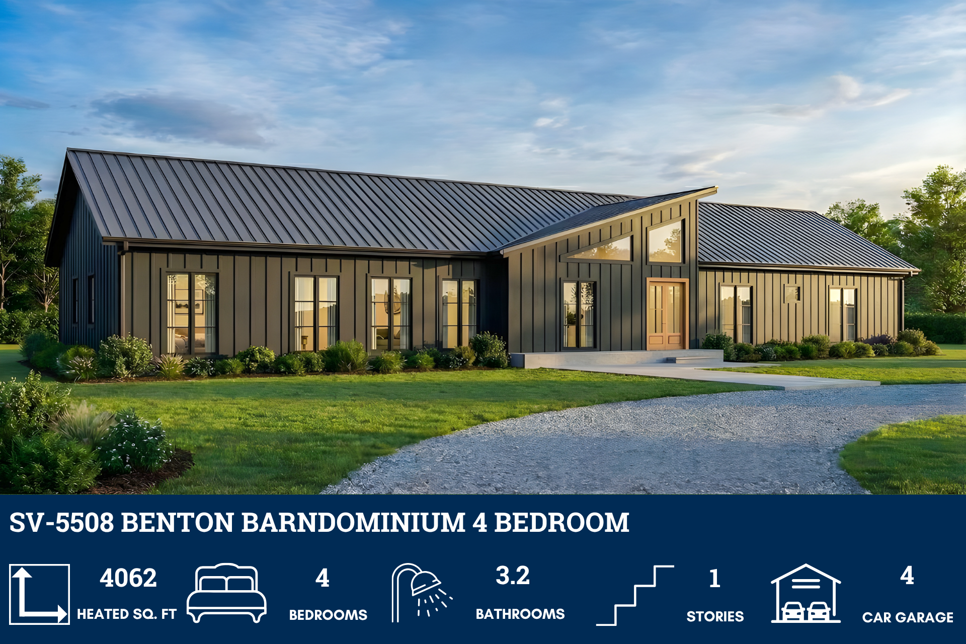 SV-5508 Benton Barndominium House Plan – Barndominium Plans