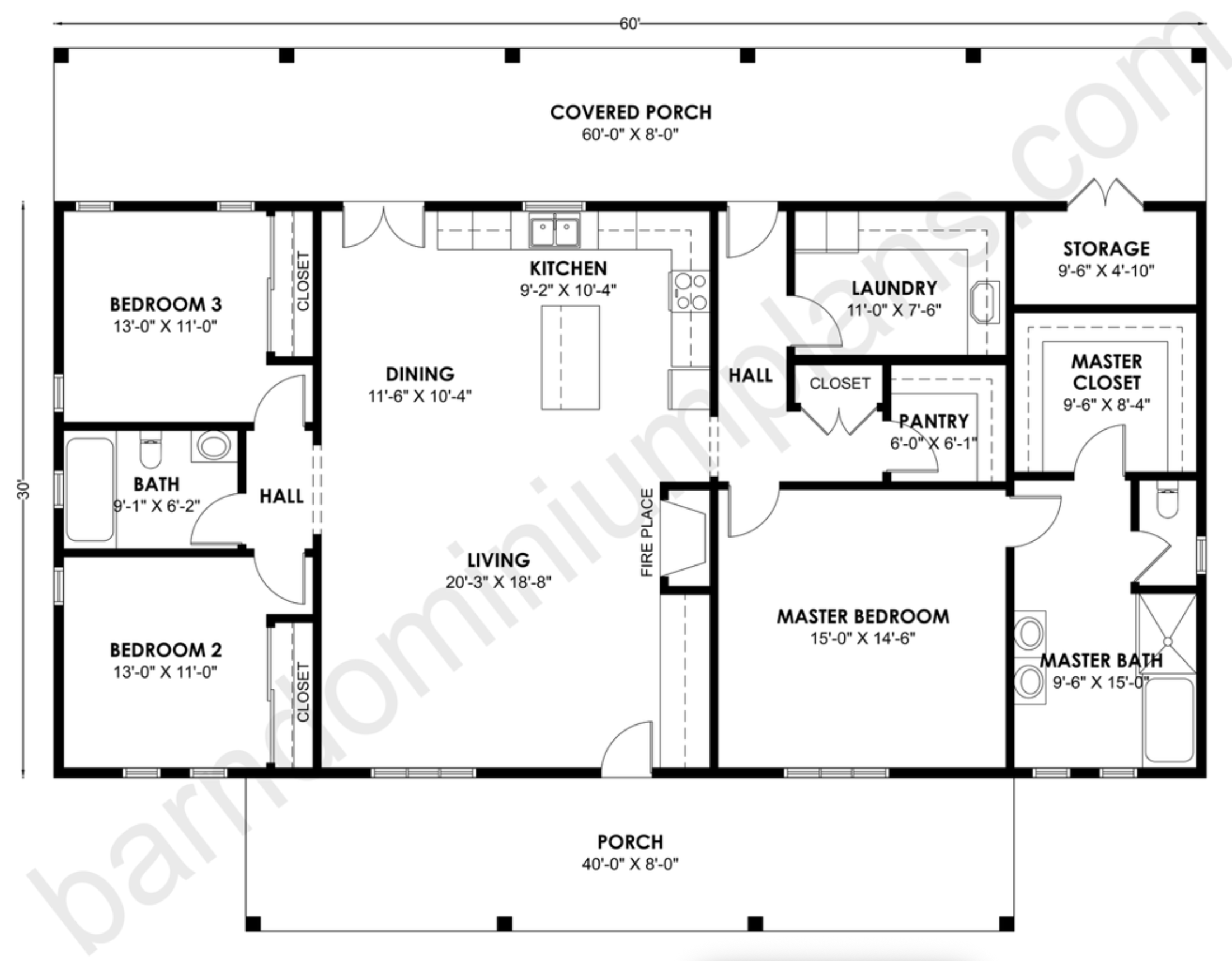 BCO-40173 Barndominium House Plan – Barndominium Plans