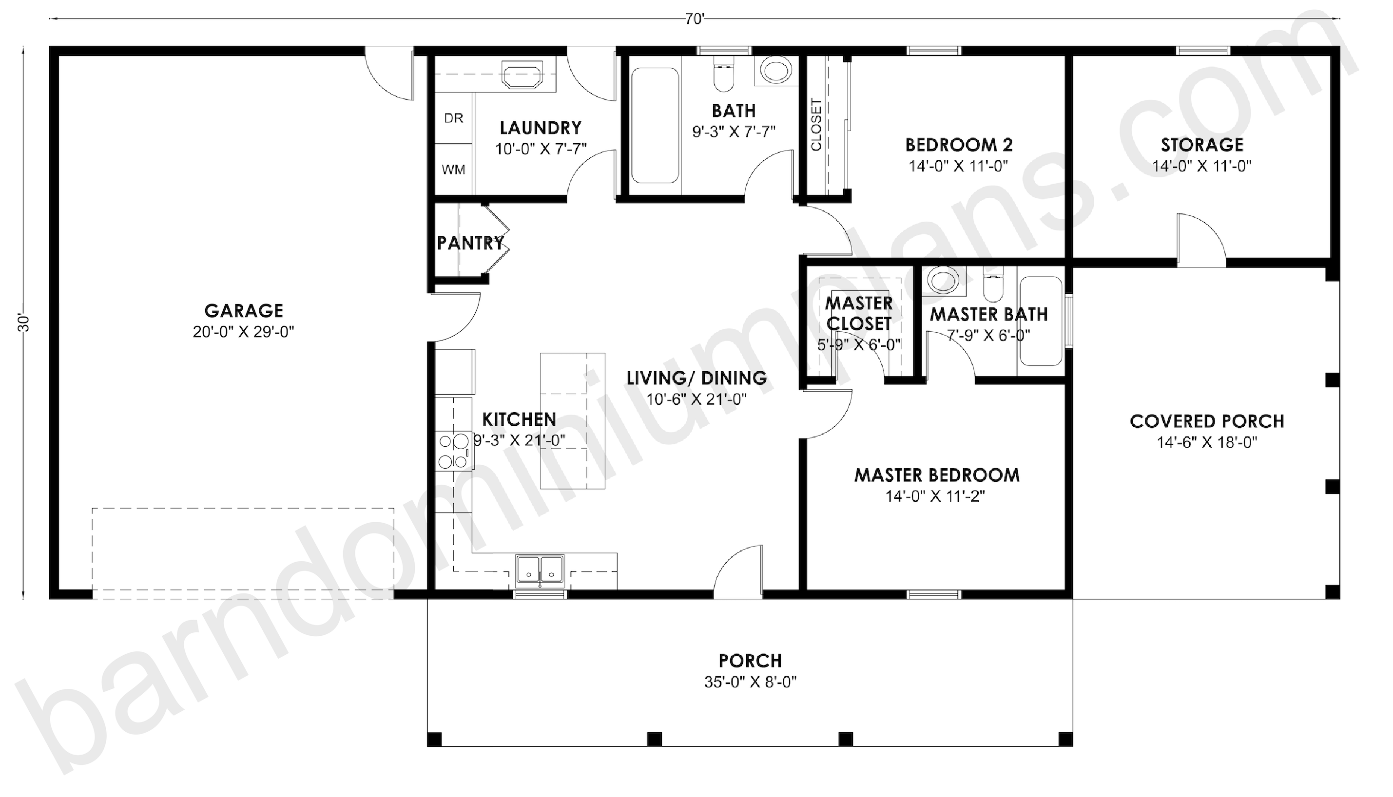 BCO-40180 Barndominium House Plan – Barndominium Plans