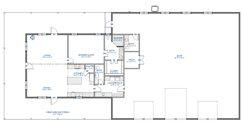 CDD-1005 Chaston Barndominium House Plans – Barndominium Plans